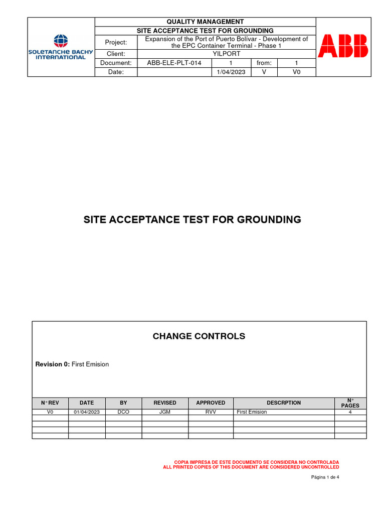 ABB-ELE-PLT- 00014 SAT FOR GROUNDING V0 | PDF | Materials Science ...