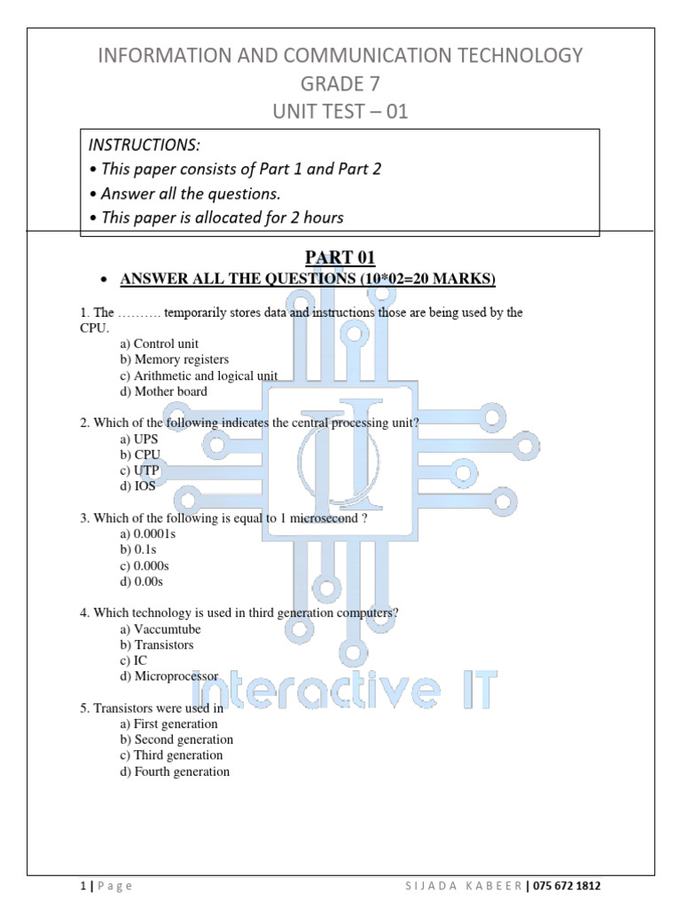 Unit Test 1 | PDF