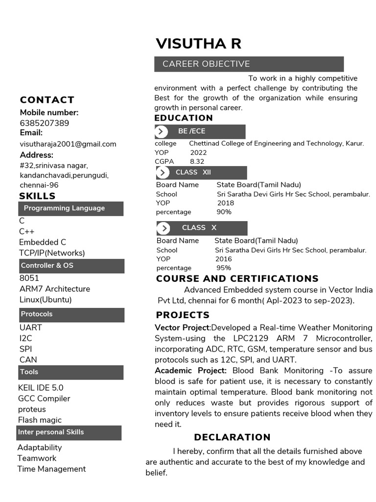 CVVISUTHAR | PDF | Computing | Computer Engineering CVVISUTHAR | PDF | Computing | Computer Engineering