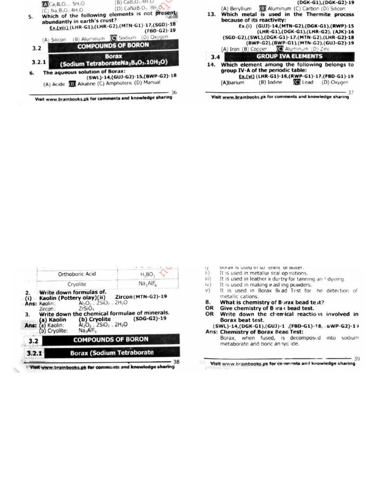 12th Chem. Ch. 3, 4 - Nauman Sadaf - Compressed | PDF | Sodium | Calcium