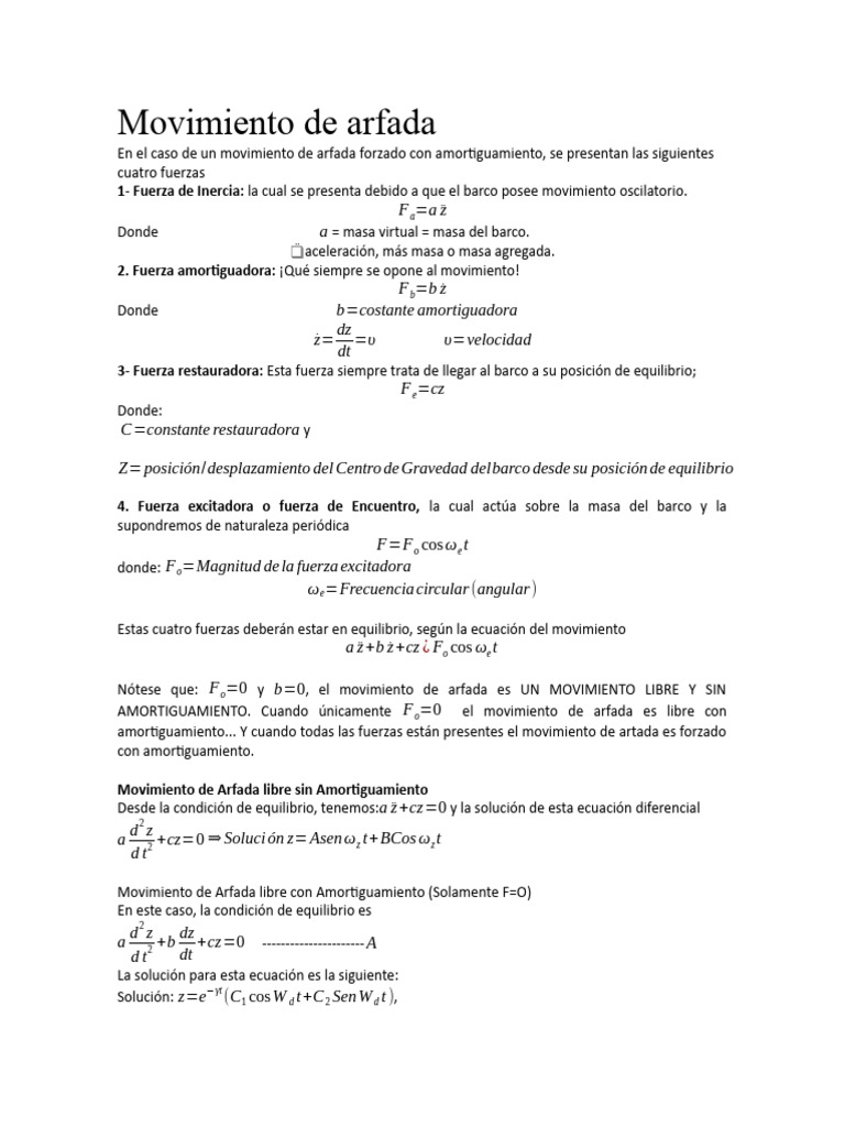 Movimiento de Arfada | Descargar gratis PDF | Fuerza | Mecánica