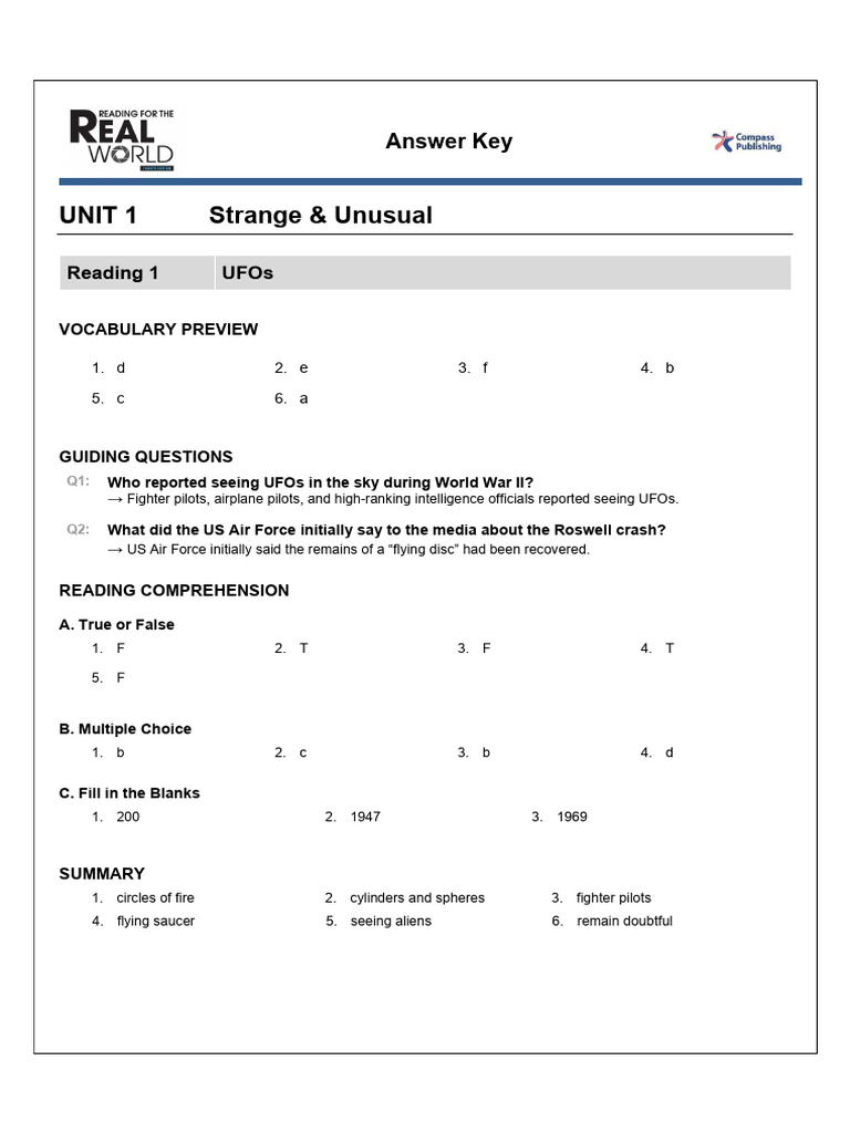 Reading For The Real World 4th Edition - 2 - Answer Key | PDF | Morphine | Analgesic