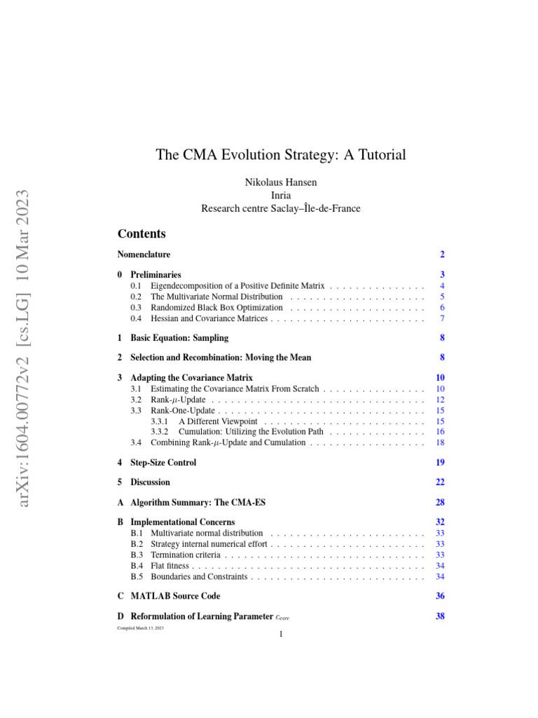 The CMA Evolution Strategy A Comparing R | PDF | Eigenvalues And Eigenvectors | Matrix (Mathematics)
