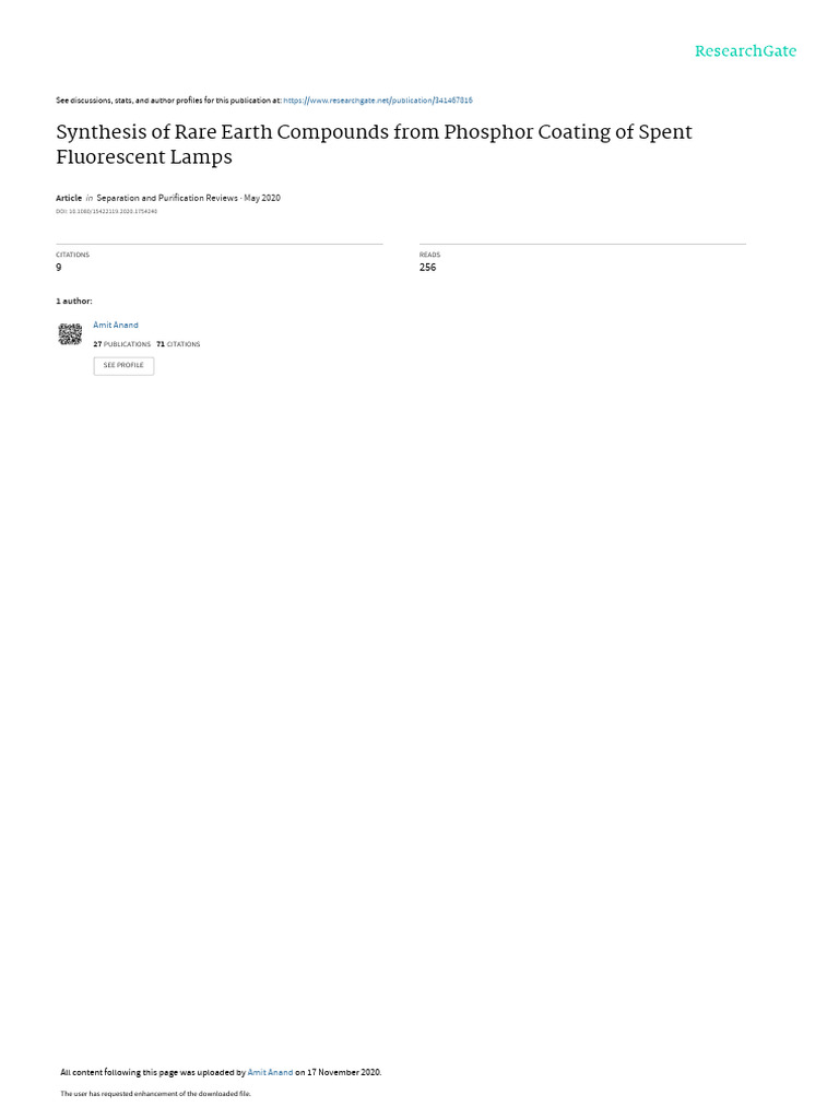 Recycling Rare Earths from Lamps | PDF | Fluorescent Lamp ...
