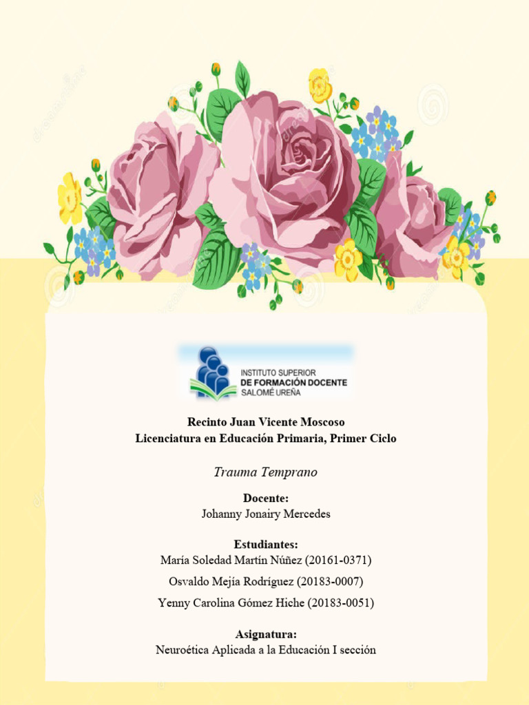 Trauma Temprano | PDF | Trauma psicólogico | Trastorno depresivo mayor