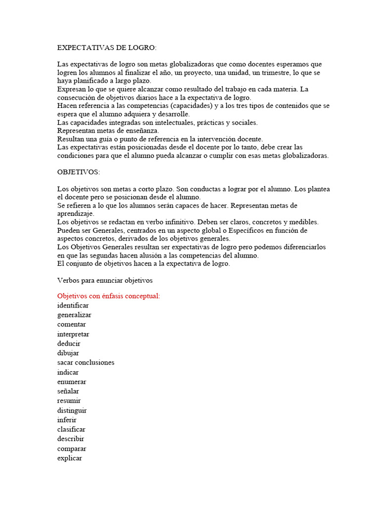 Expectativas de Logro en Educación | PDF | Aprendizaje | Ciencia cognitiva