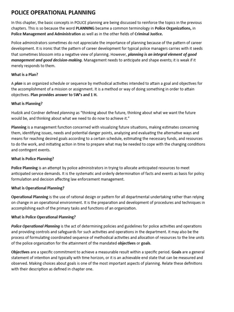 Police Planning Essentials | PDF