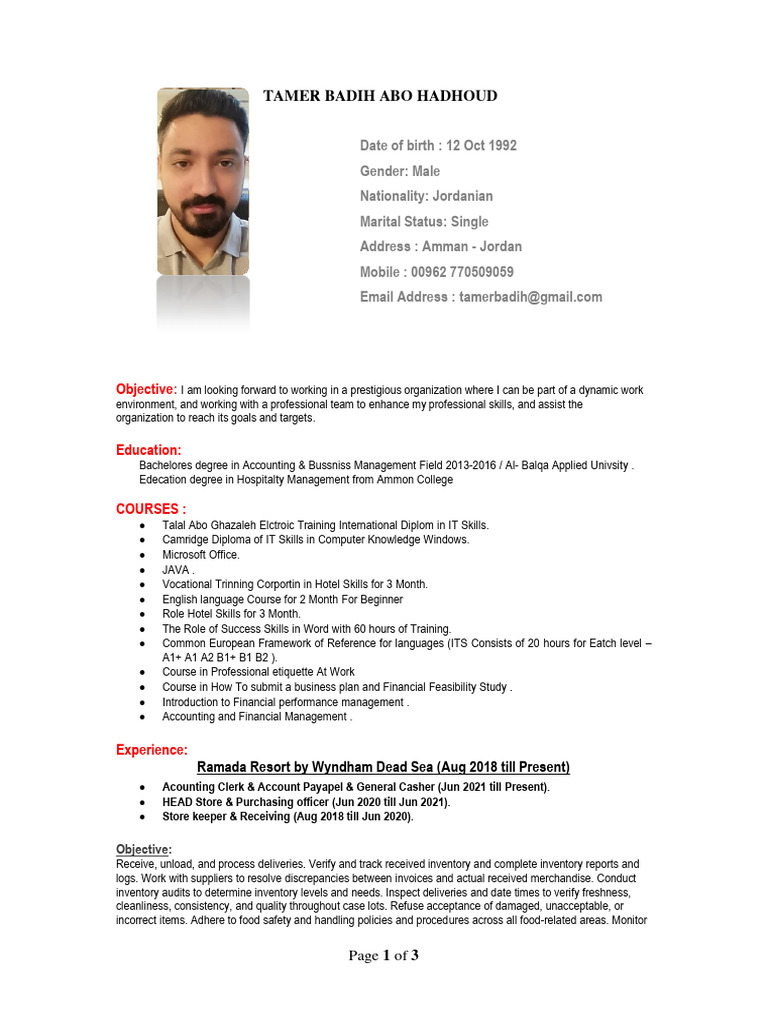 Tamer Badih Abo Hadhoud - CV 2022 | PDF