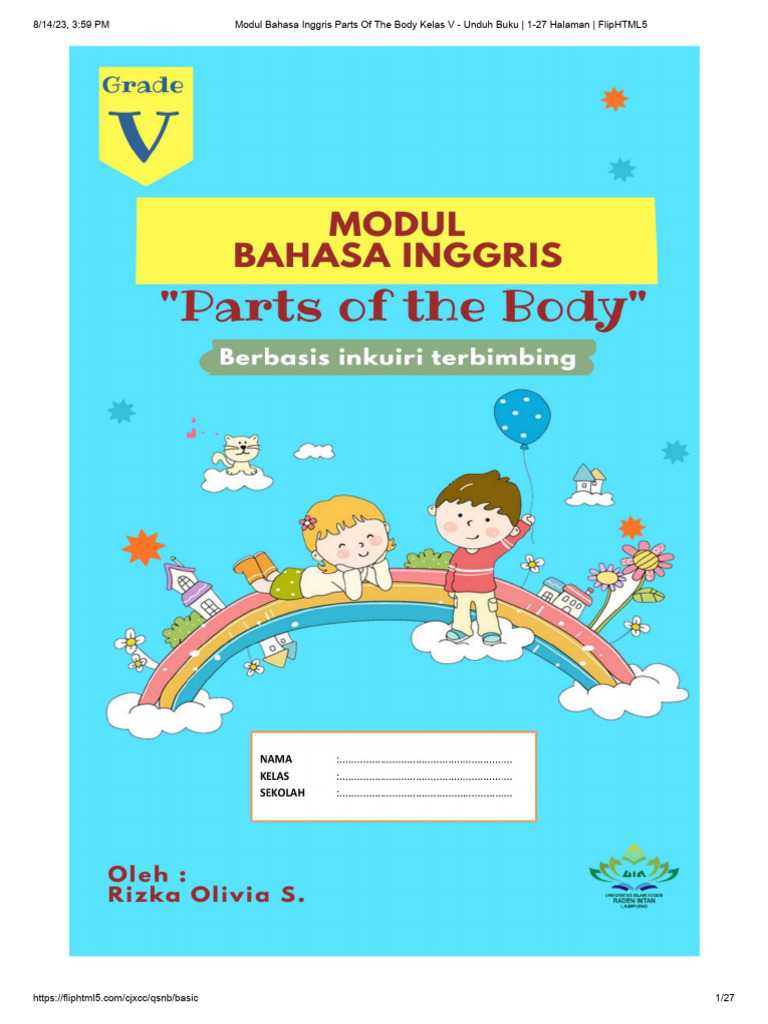 Modul Bahasa Inggris Parts Of The Body Kelas V - Unduh Buku _ 1-27 Halaman _ FlipHTML5 | PDF