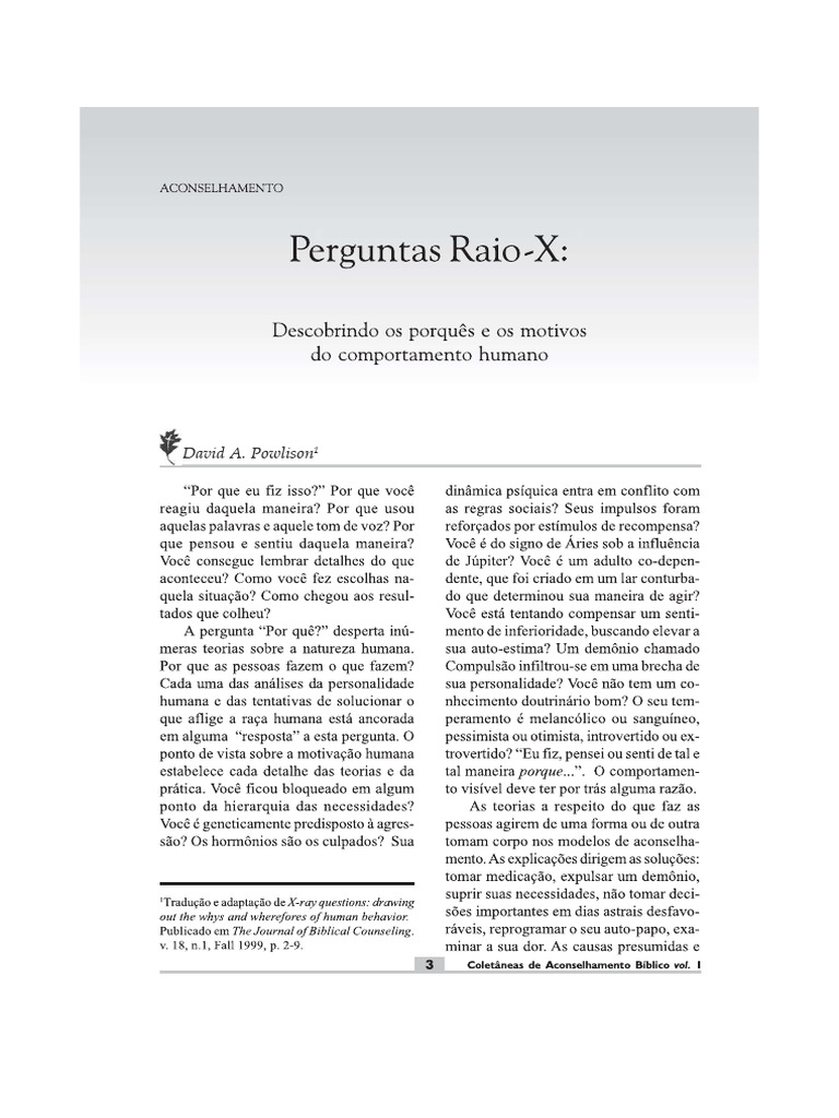 Perguntas Raio X - David A. Powlison | PDF