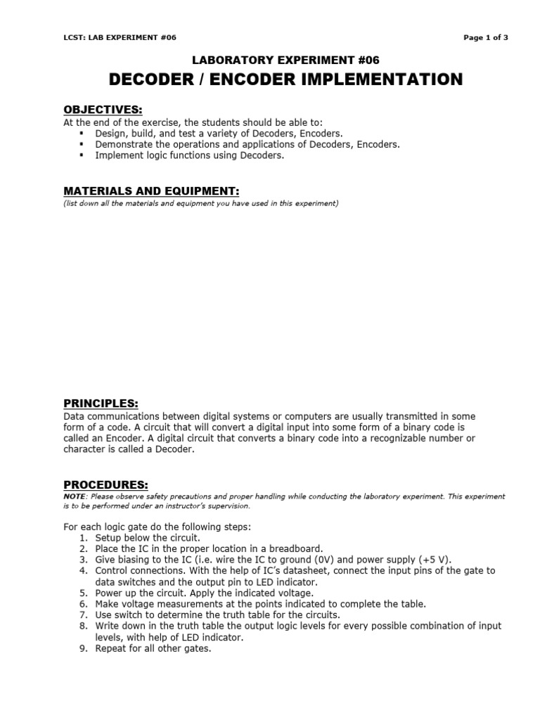 LCST Lab Experiment 06 | PDF | Logic Gate | Electronic Circuits
