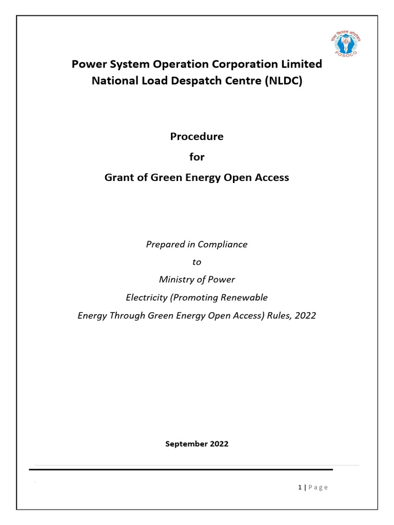 Procedure For Scheduling of Power in Green Energy Open Access | Download Free PDF | Indemnity ...