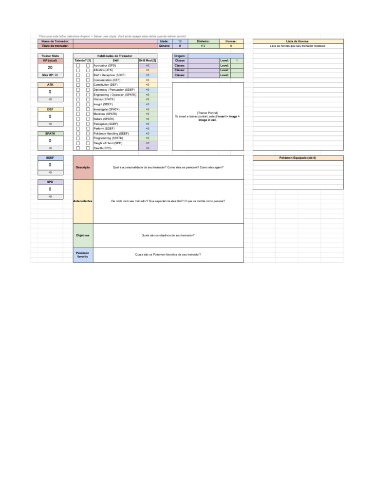 PTA 3 Modelo de Treinador (v2.5) | PDF | Pokémon | Videogames