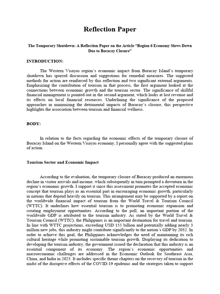 Reflection Paper | PDF | Tourism | Sustainability