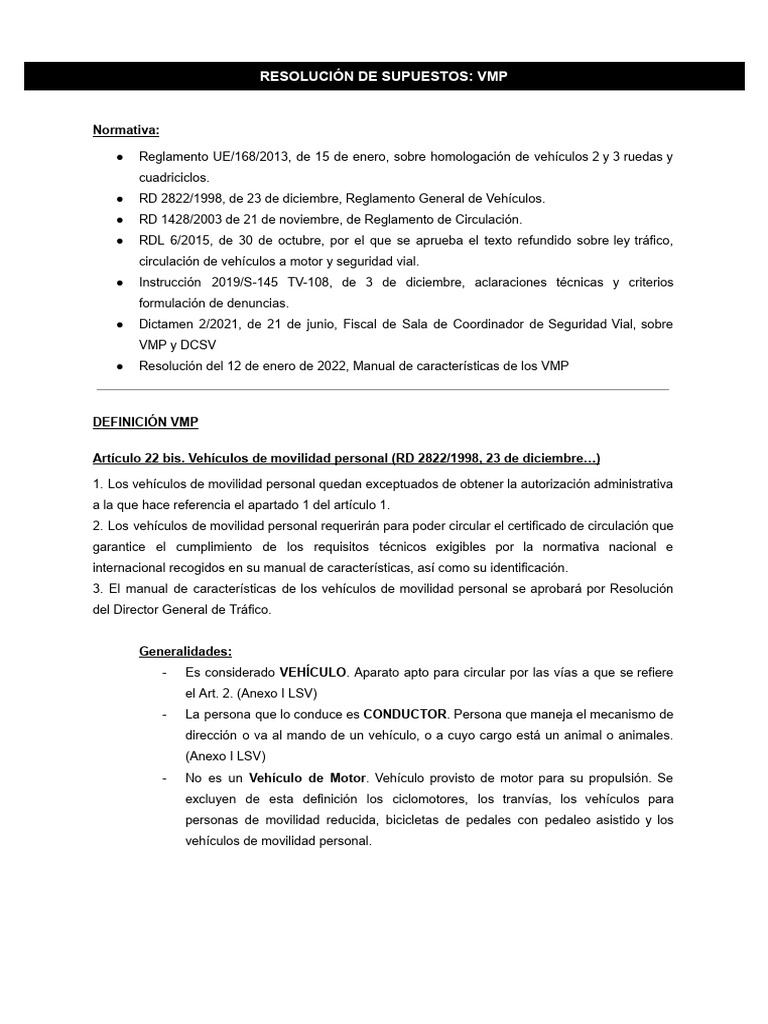 Cómo valorar y clasificar VMP con ejemplos (Diciembre 2023) | PDF | Licencia de conducir | Vehículos
