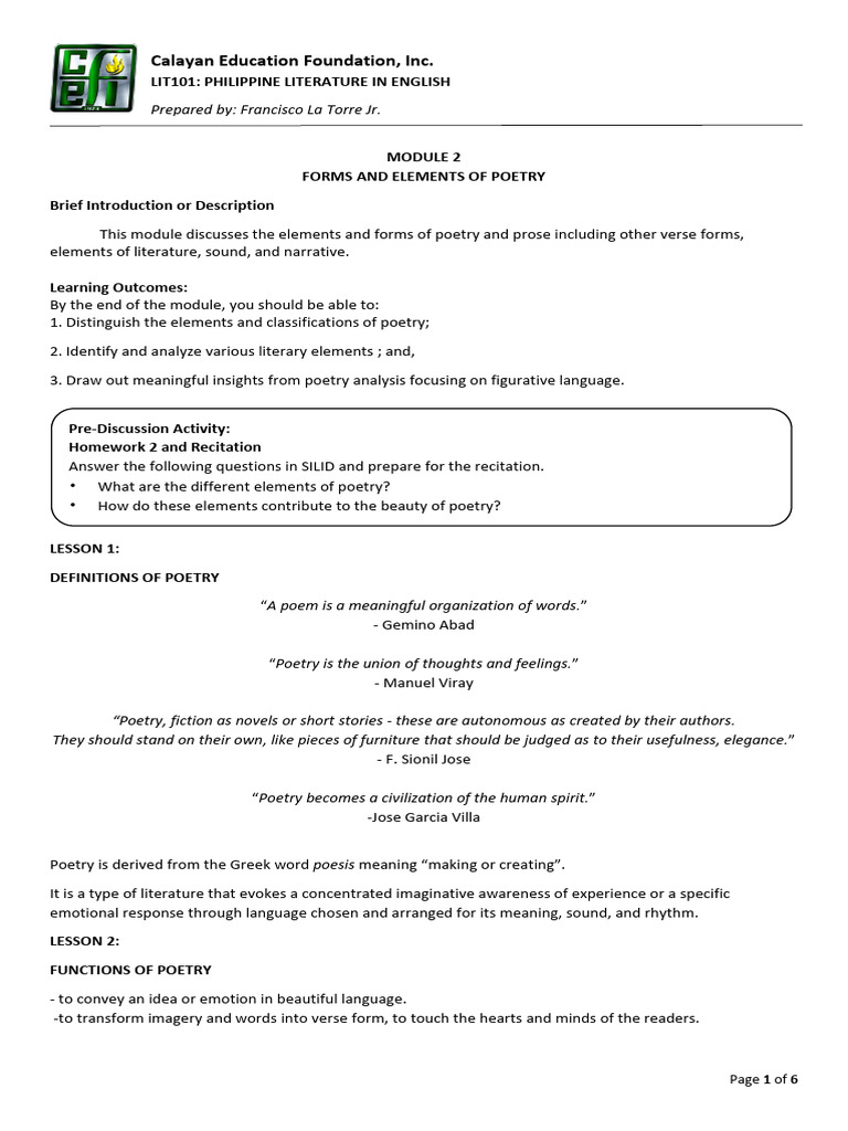 P8chfb6yv - LIT 101 MODULE 2 2023 | PDF | Poetry | Haiku