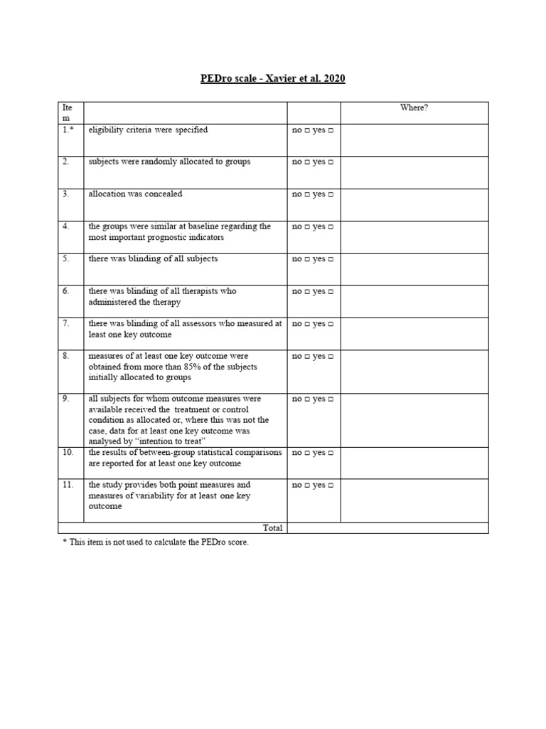PEDro Scale | PDF