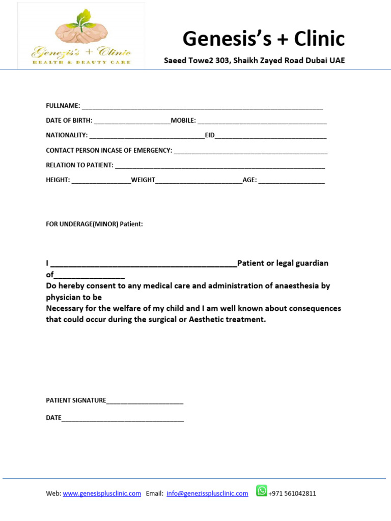 Geneziss Clinic Consent Form | PDF