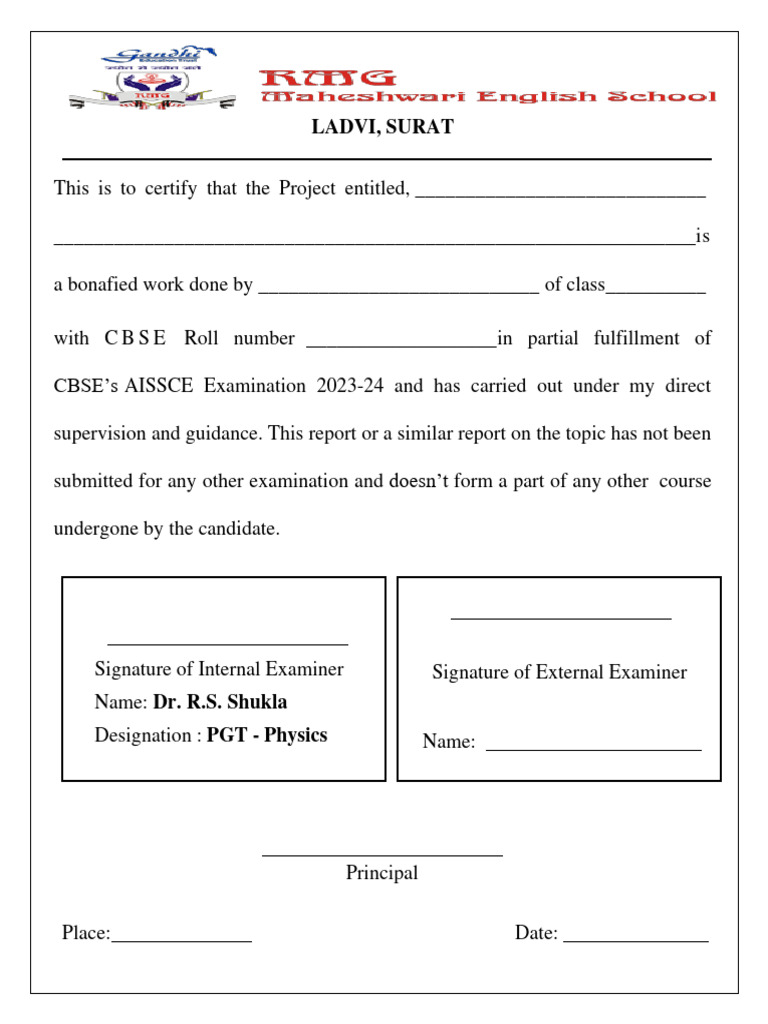 PHYSICS CERTIFICATE & ACKNOWLEDGEMENT | PDF