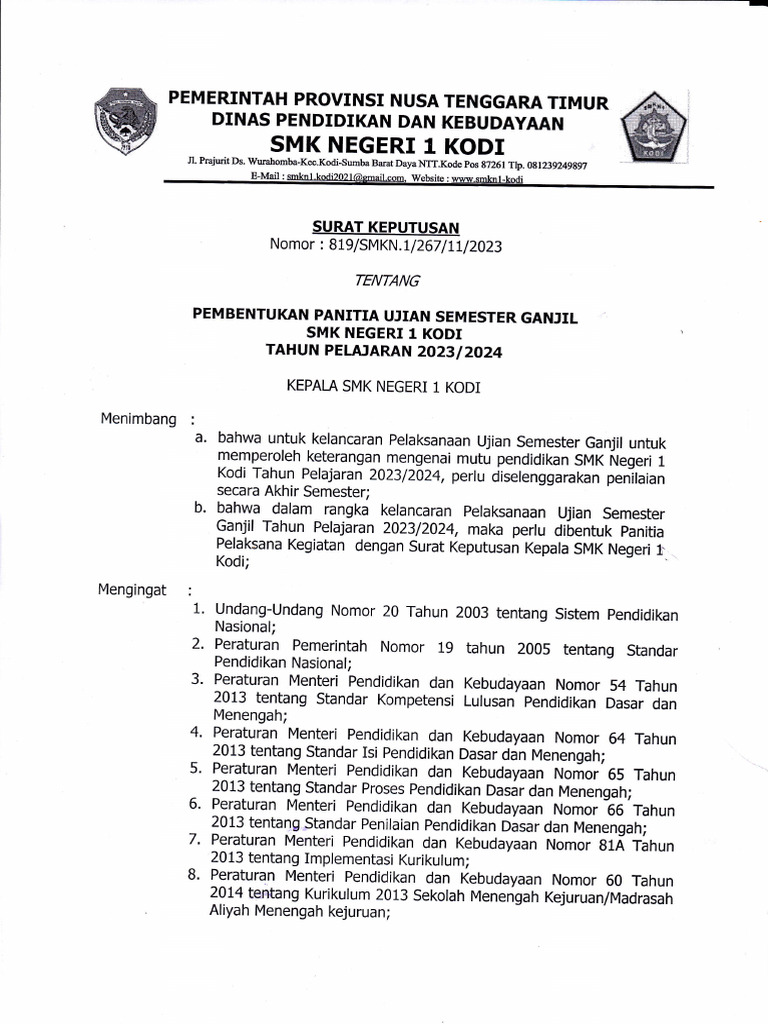 SK Panitia PAS Ganjil TP 2023-2024 | PDF