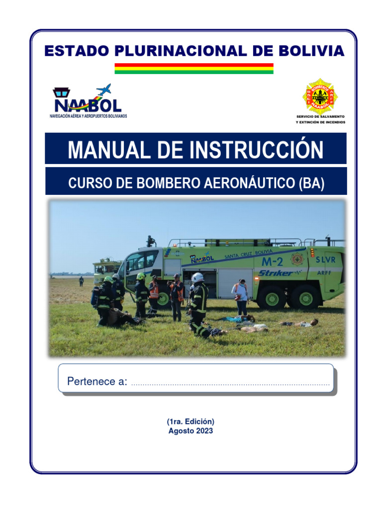 Manual de Bombero Aeronáutico (BA) Bolivia 2023 | PDF | Lucha contra incendios | Bombero