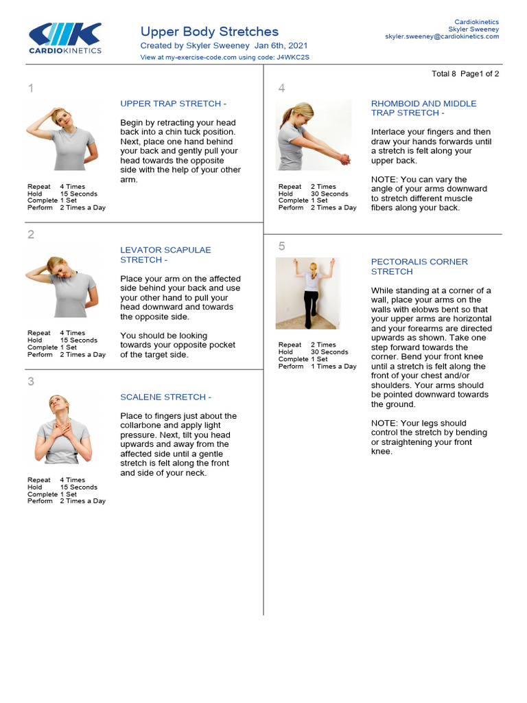 Upper Body Stretches | PDF | Anatomical Terms Of Motion | Hand