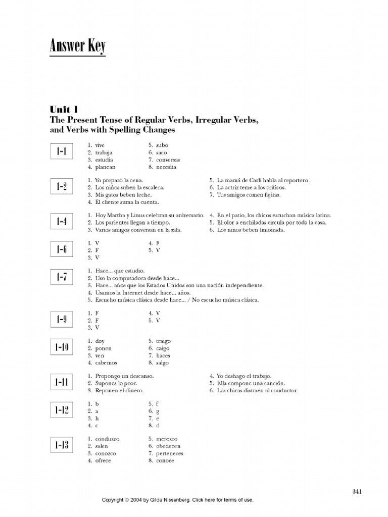 Complete Guide To Spanish Grammar - Answer Key | PDF