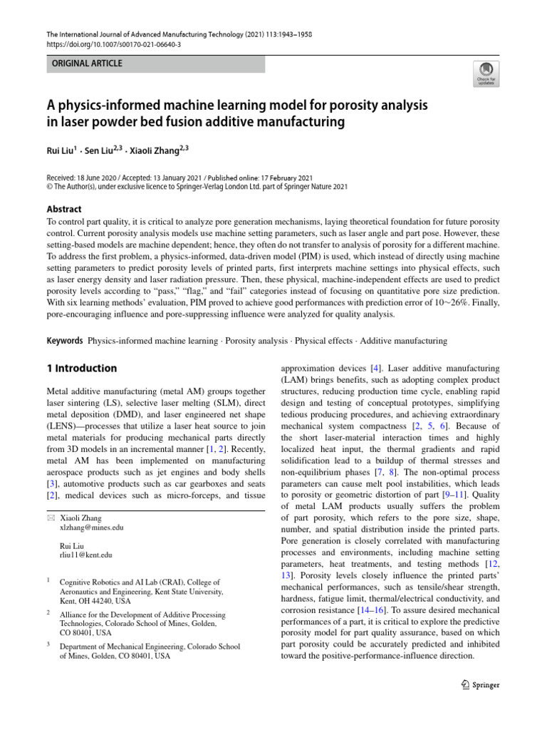 A Physics-Informed Machine Learning Model For Porosity Analysis | PDF ...