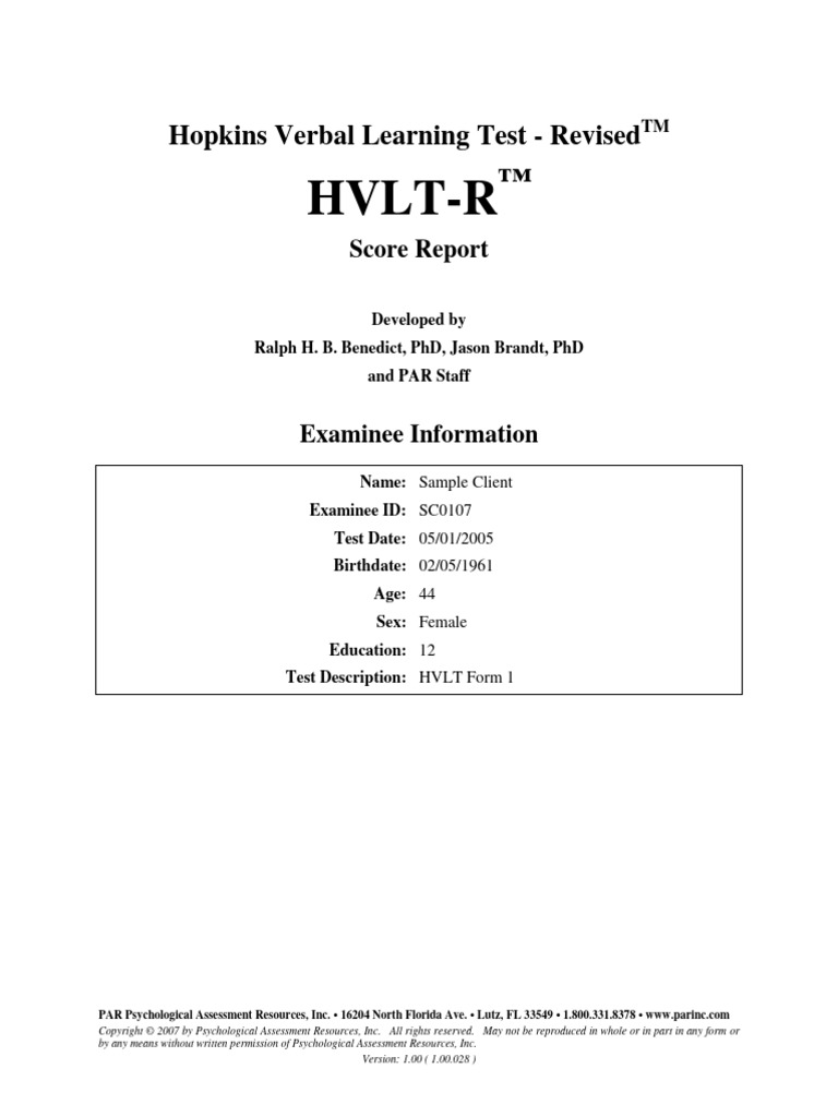 HVLT_Score | PDF