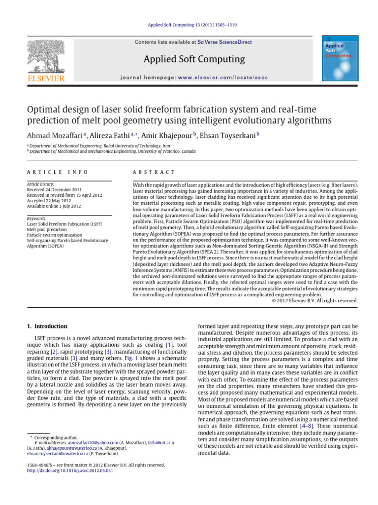Optimal Design of Laser Solid Freeform Fabrication System and Real-Time ...