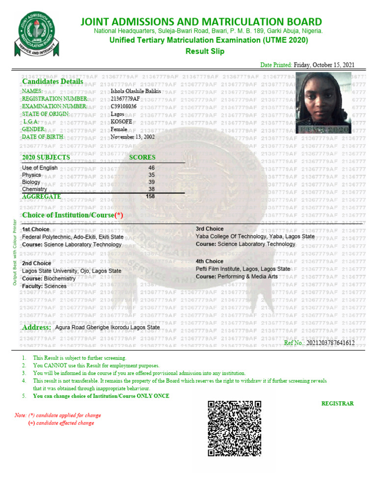 Print Result Slip HH | PDF | Science