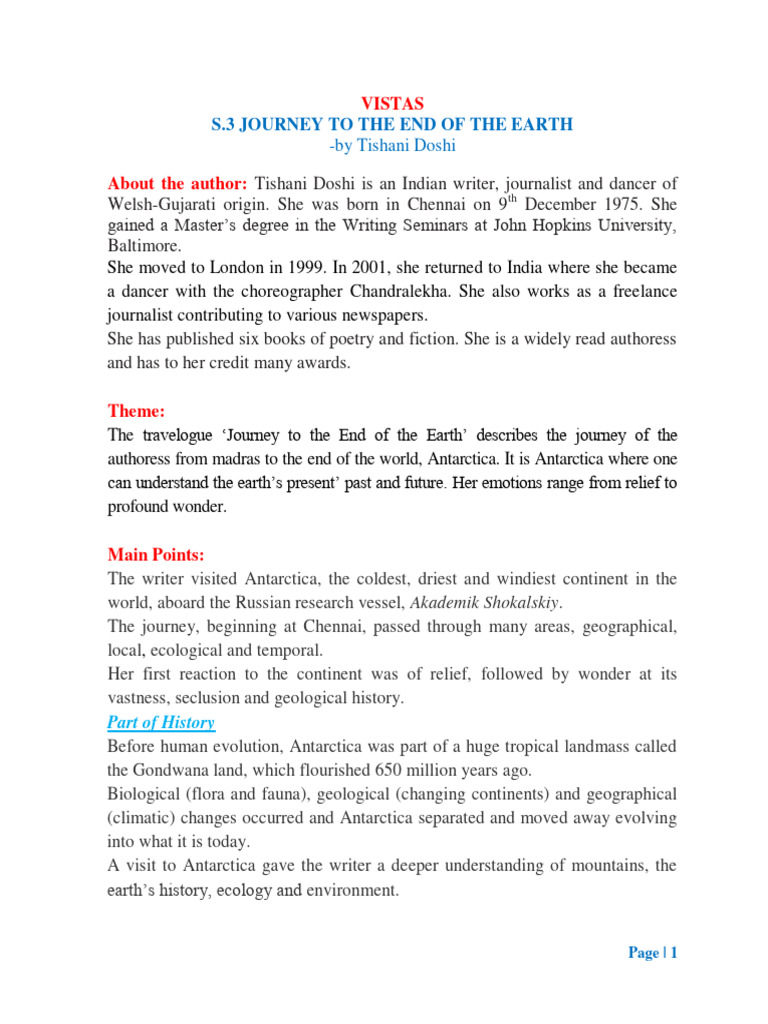 XII S.3 Notes JOURNEY TO THE END OF THE EARTH | PDF | Antarctica ...