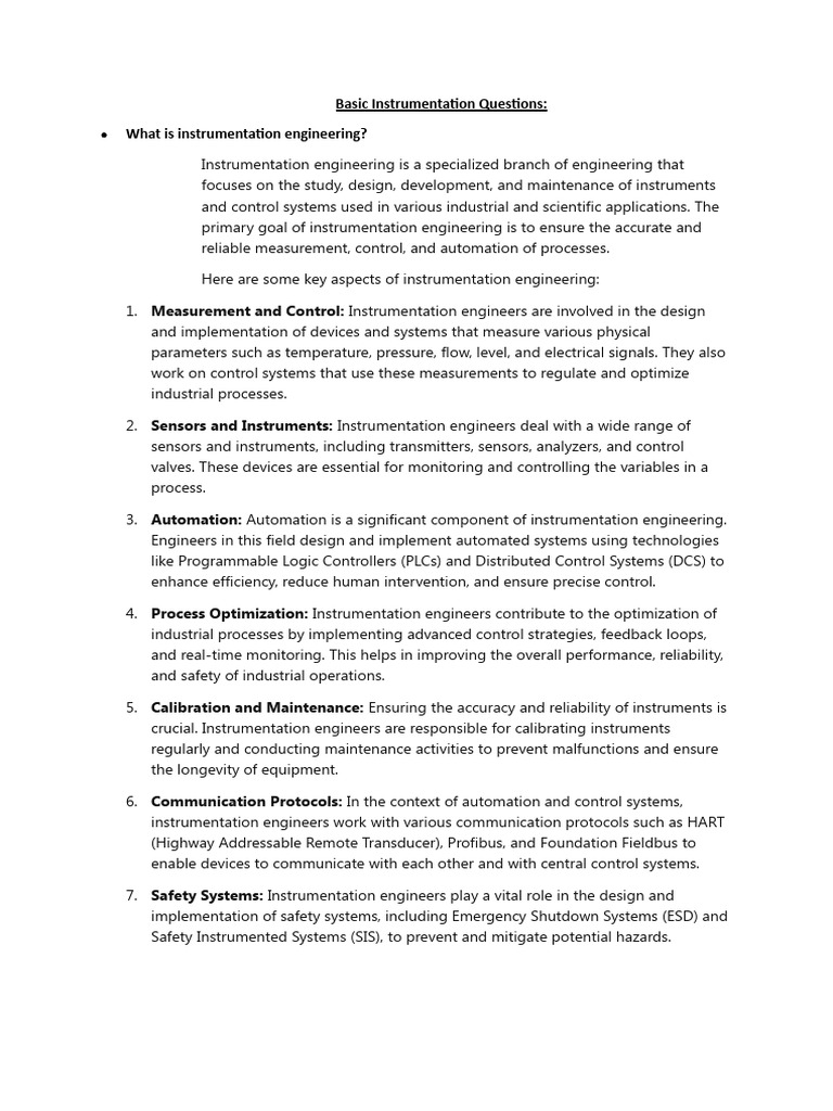 Basic Instrumentation Questions | PDF | Thermocouple | Programmable Logic Controller