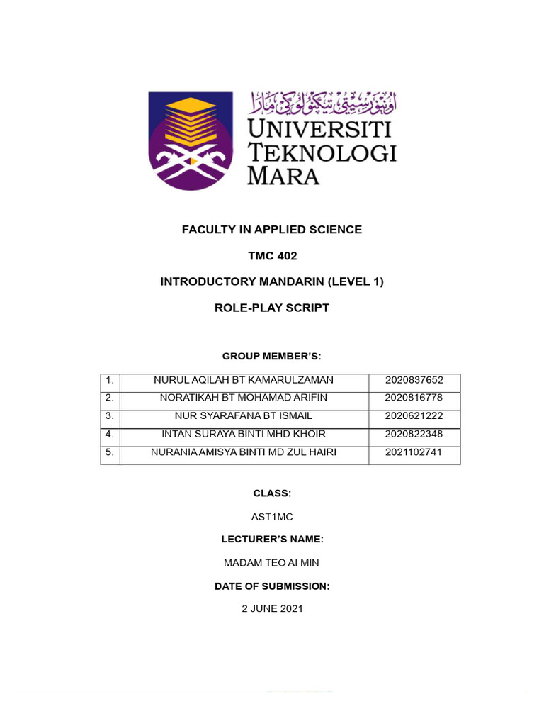 Checked Group 8 Role Play Script tmc401 - Compress | PDF