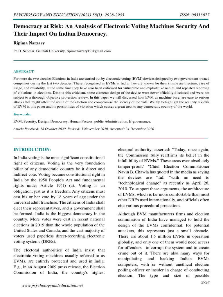 Democracy at Risk An Analysis of Electronic Voting | PDF | Electronic Voting | Central ...