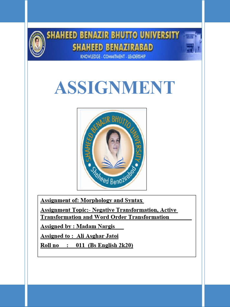 Assignment of Morphology and Syntax by Ali Asghar Roll No O11 | Download Free PDF | Subject ...