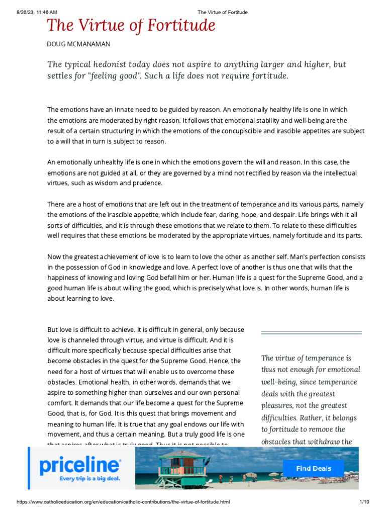 Understanding the Virtue of Fortitude | PDF | Courage | Virtue