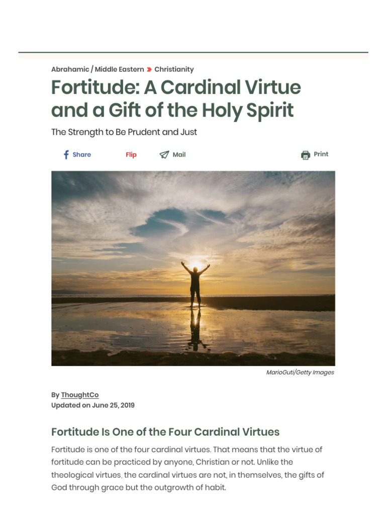 The Virtue of Fortitude - A Gift of The Holy Spirit | PDF | Courage ...