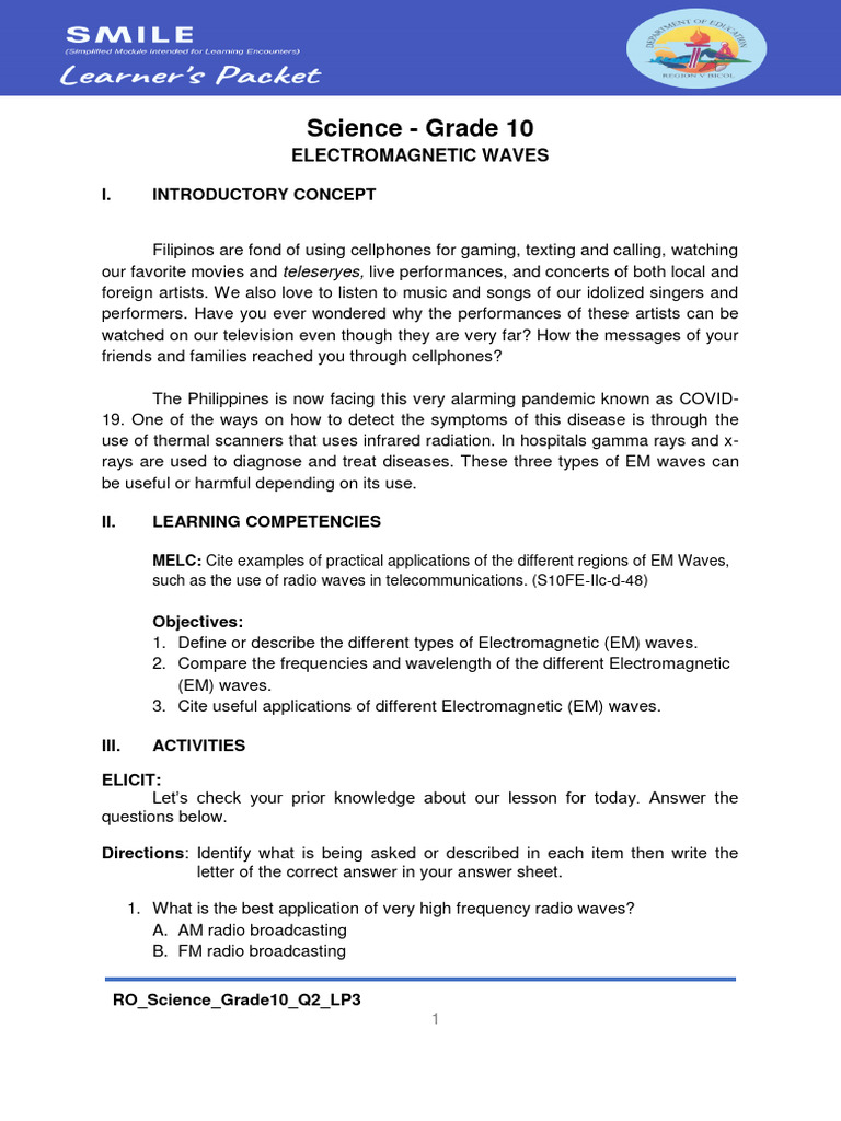 Science-10 Q2 LP3 | PDF | Electromagnetic Spectrum | Microwave