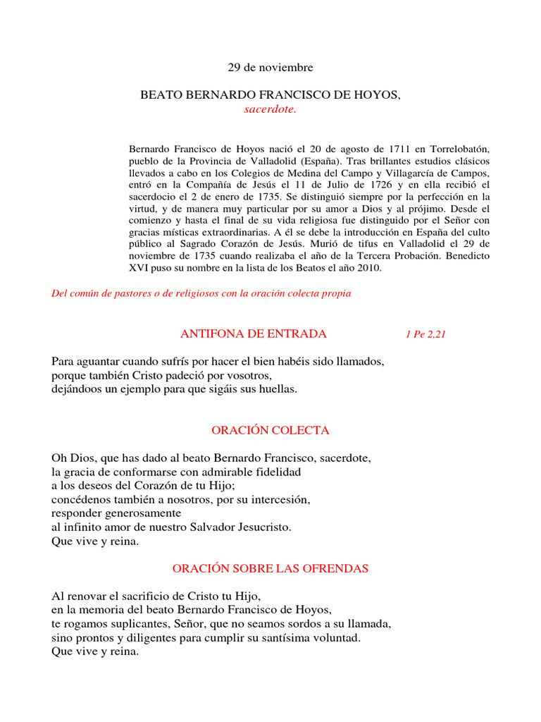 Beato Francisco Bernardo de Hoyos | PDF