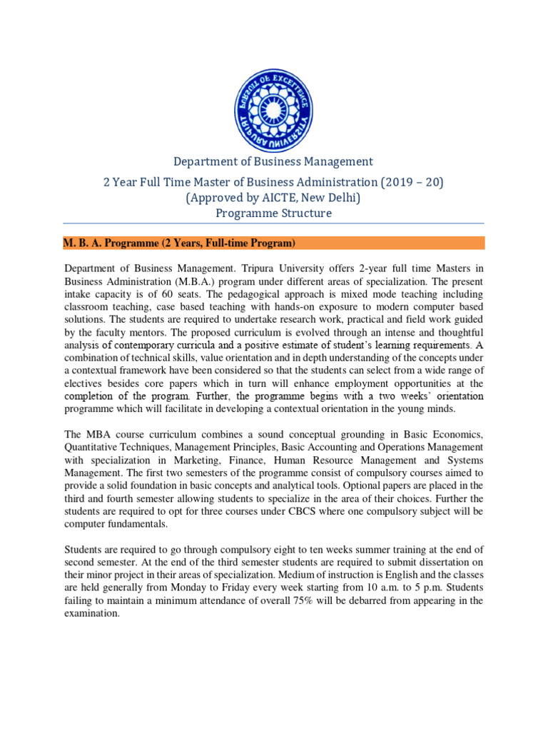 MBA Syllabus 2019-20 With PO PSO CO | PDF