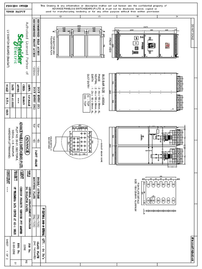 DG Isolator Panel Technical Sheet | PDF | Manufactured Goods | Materials