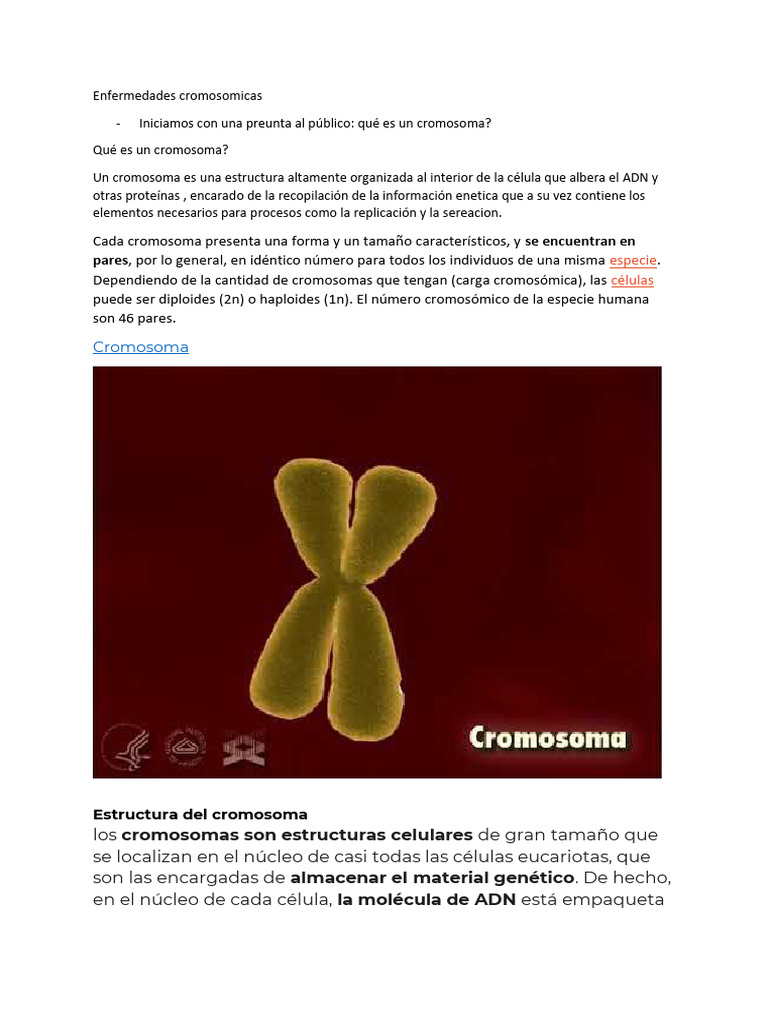 Enfermedades cromosomicas (2) | PDF | Cromosoma | Nucleo celular