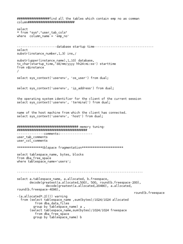 Dba Scripts All In One Pdf Pl Sql Data Management