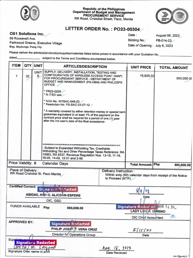LO - OS1 SOLUTIONS INC. (Signed) | PDF
