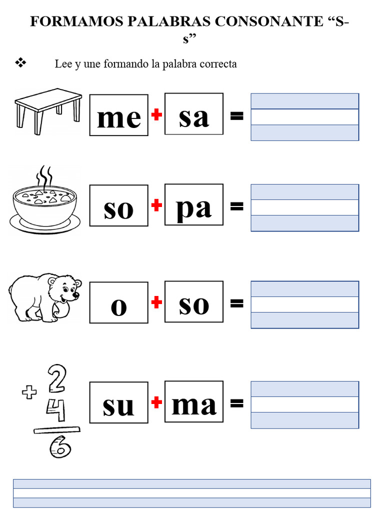 Formando Palabras con la S | PDF