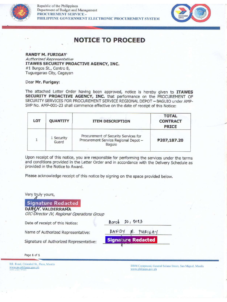 NTP and LO - ITAWES SECURITY PROACTIVE AGENCY, INC. | PDF