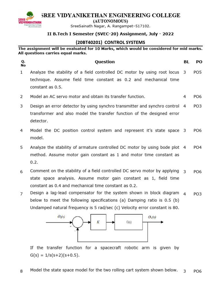 Assignment QP | PDF | Electric Motor | Damping