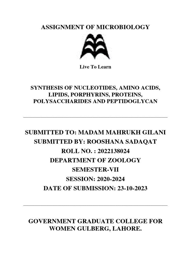 ASSIGNMENT OF MICROBIOLOGY | PDF | Biosynthesis | Nucleotides