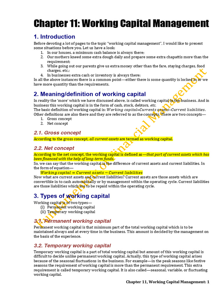 Ch 11 Working Capital Management | PDF | Working Capital | Market Liquidity